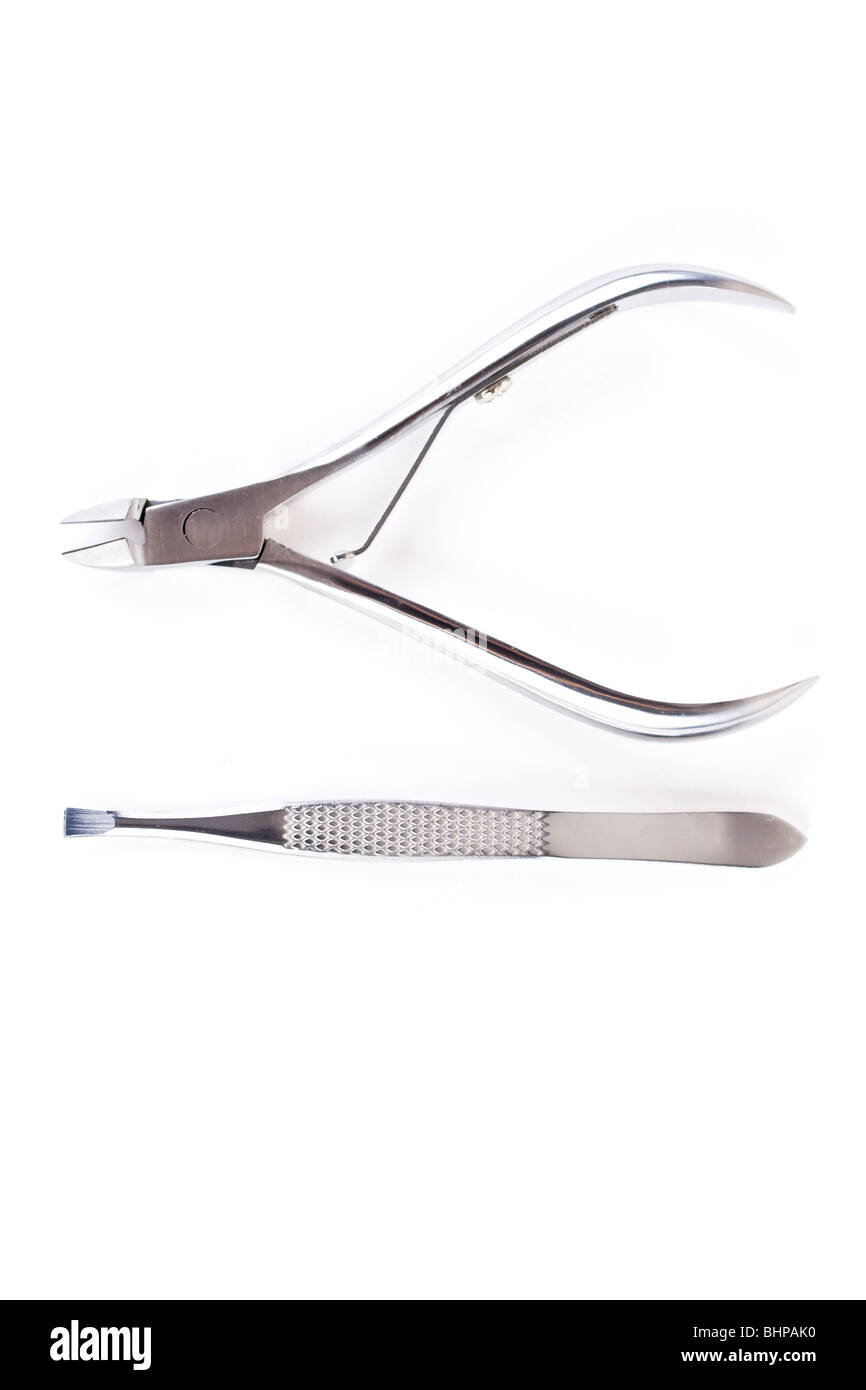 Cosmetic tools isolated on white background Stock Photo - Alamy