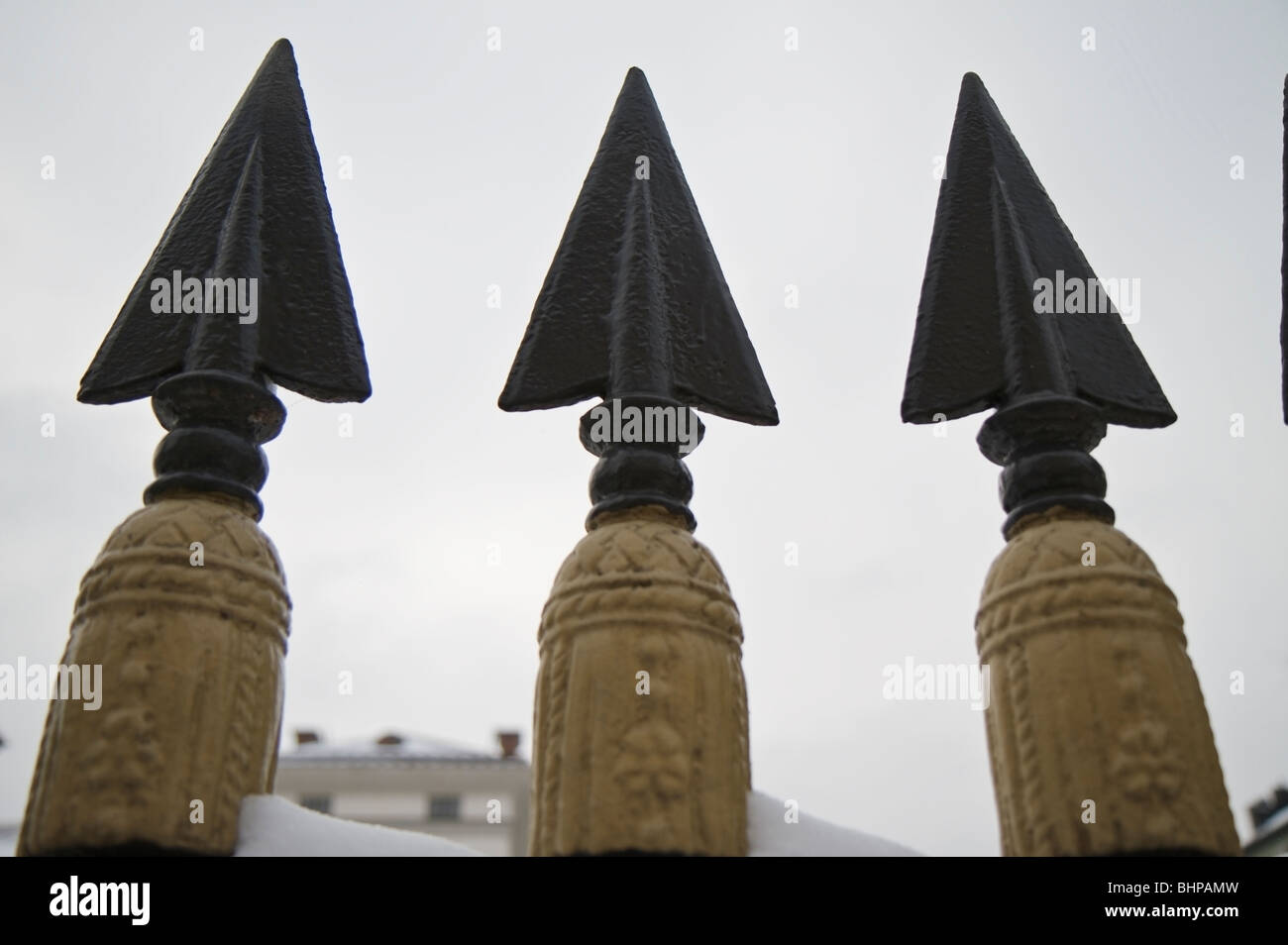 Cast Iron gold spike railings Stock Photo - Alamy