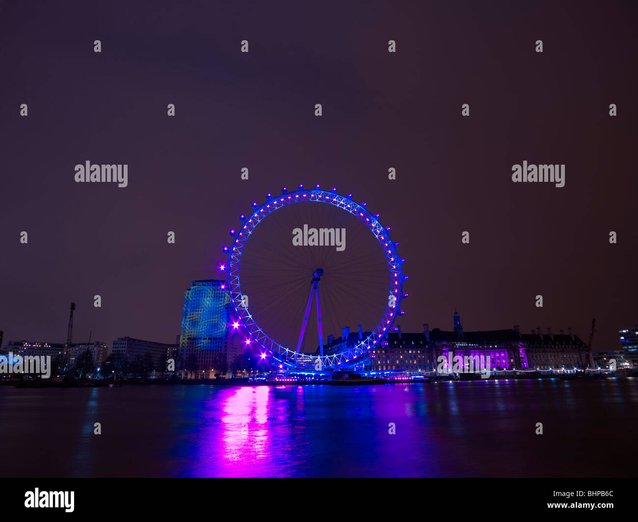 Night shot of the Millennium wheel, London at night after the fireworks ...