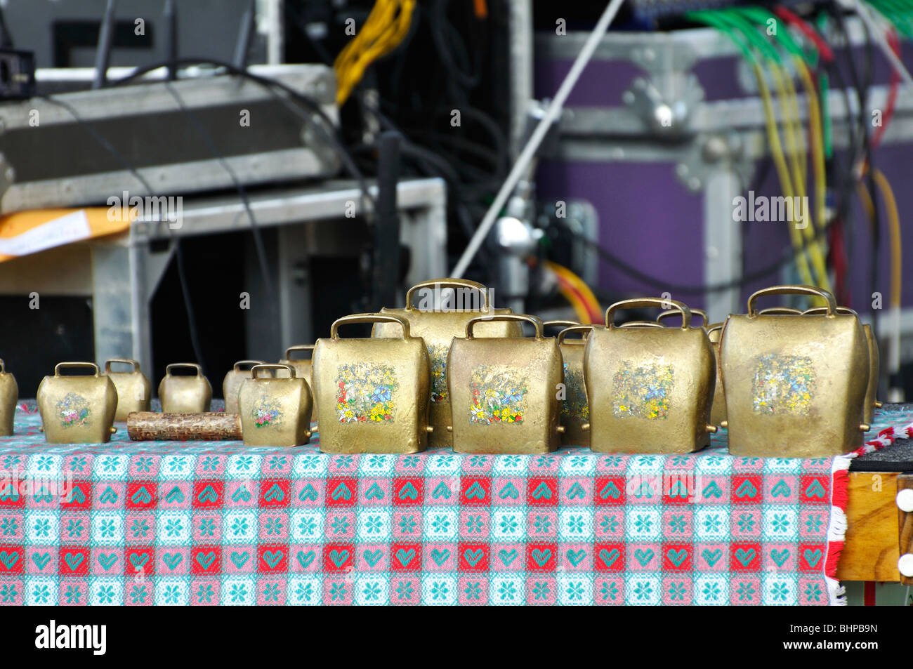 German brass cow bells Stock Photo - Alamy