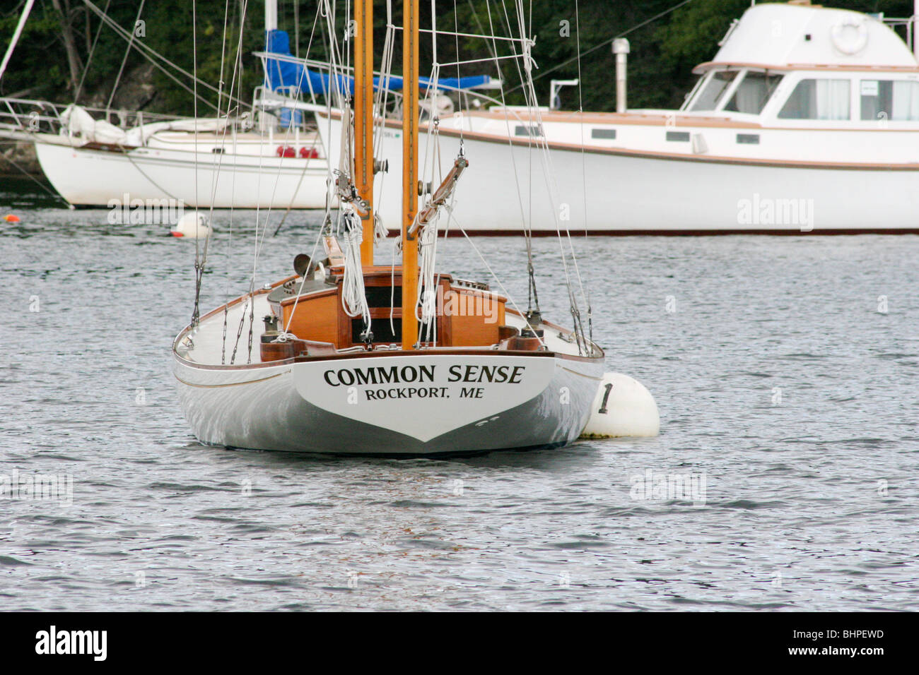 The Classic ketch COMMON SENSE on the moor in Rockport Stock Photo - Alamy