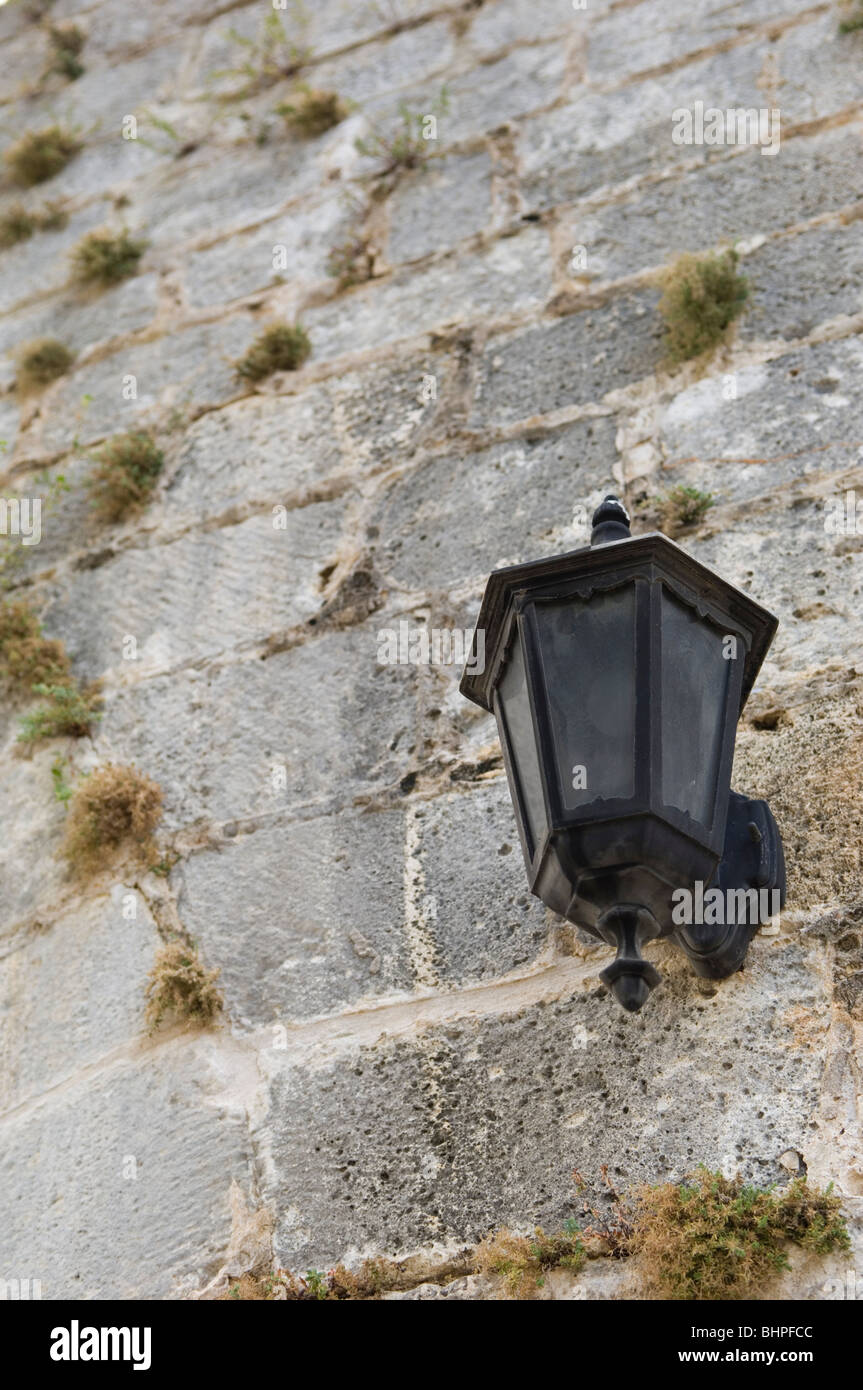 Street light lamp stone wall hi-res stock photography and images - Alamy
