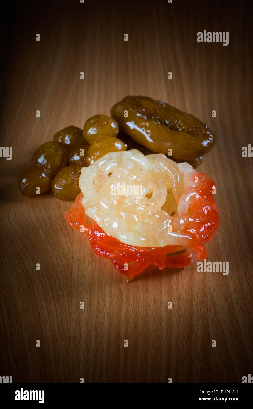 Maarkoun , Mshabbak and Awwamat traditional Lebanese Sweets Stock Photo ...