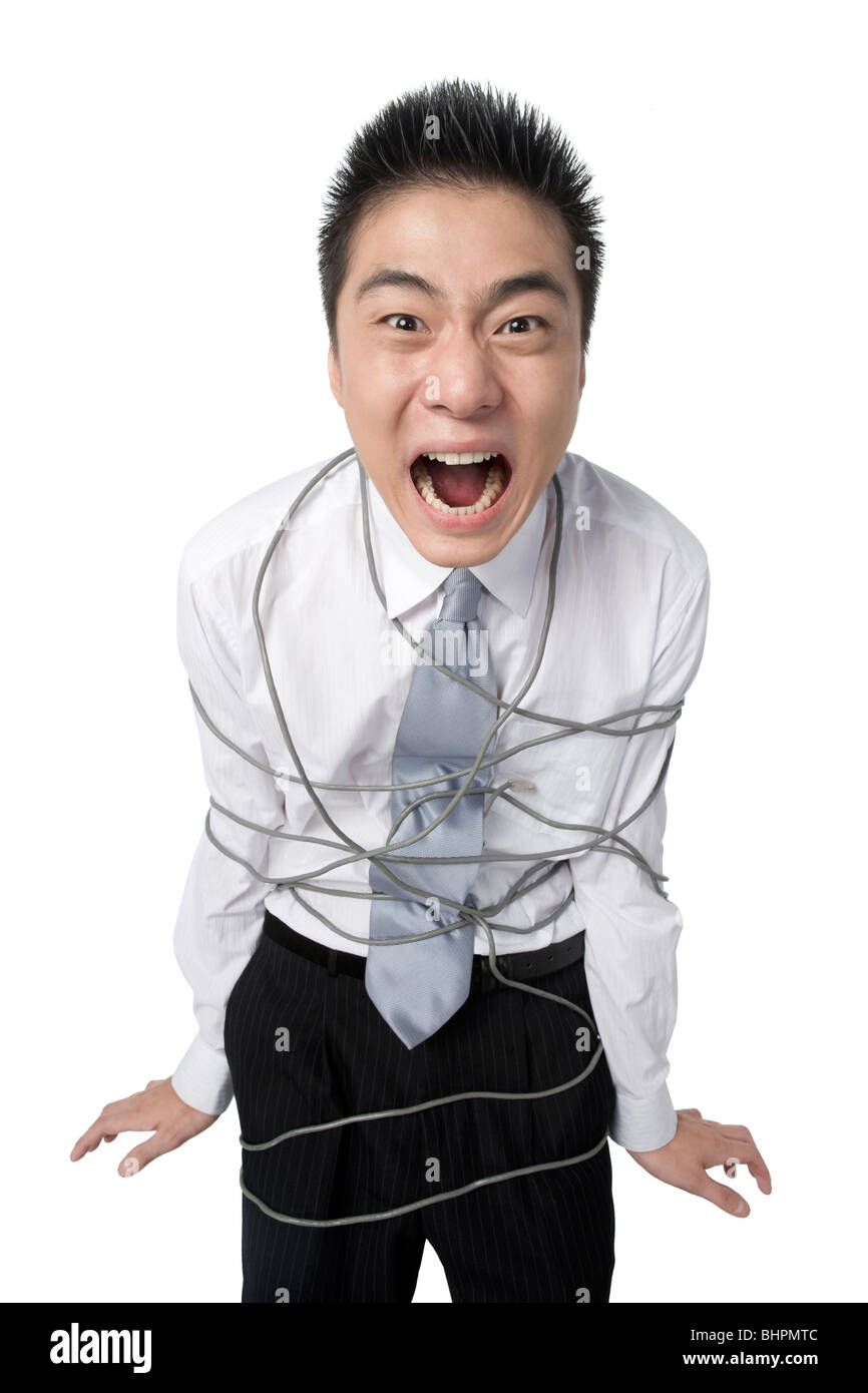 Man tied up with cables hi-res stock photography and images - Alamy
