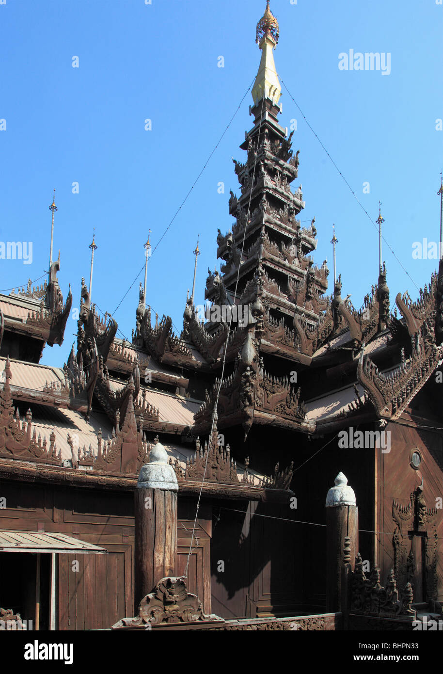 Myanmar, Burma, Mandalay, Shwe In Bin Kyaung wooden monastery Stock ...