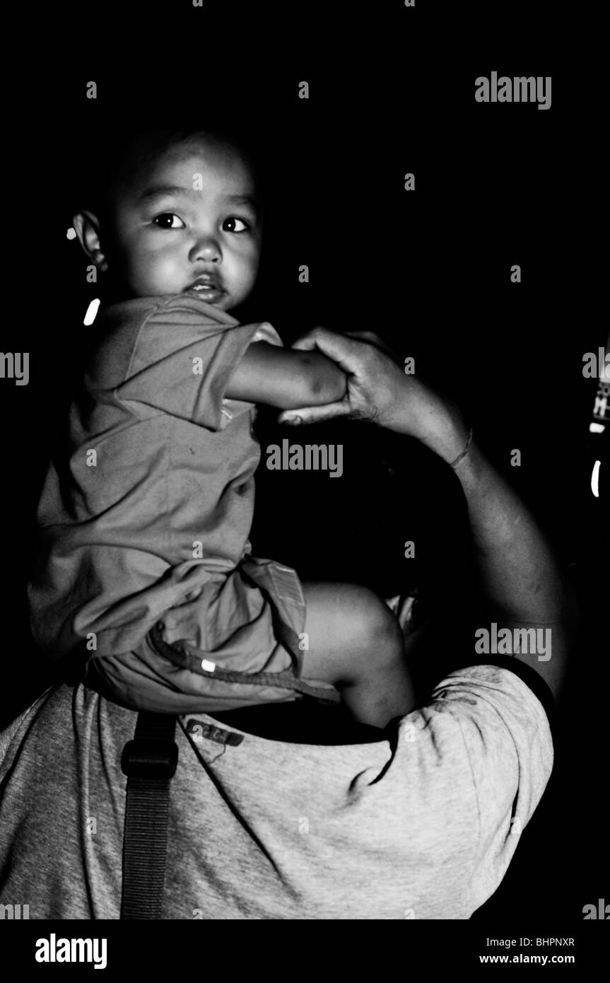 father with son , klong toei , night in bangkok , thailand Stock Photo ...