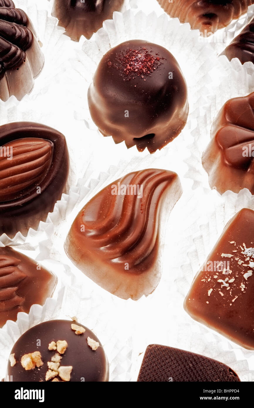 assortment of delicious dark chocolate belgian pralines Stock Photo - Alamy