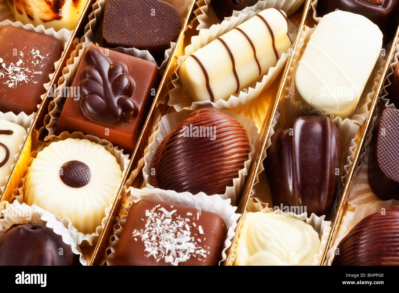 assortment of delicious dark chocolate belgian pralines Stock Photo - Alamy