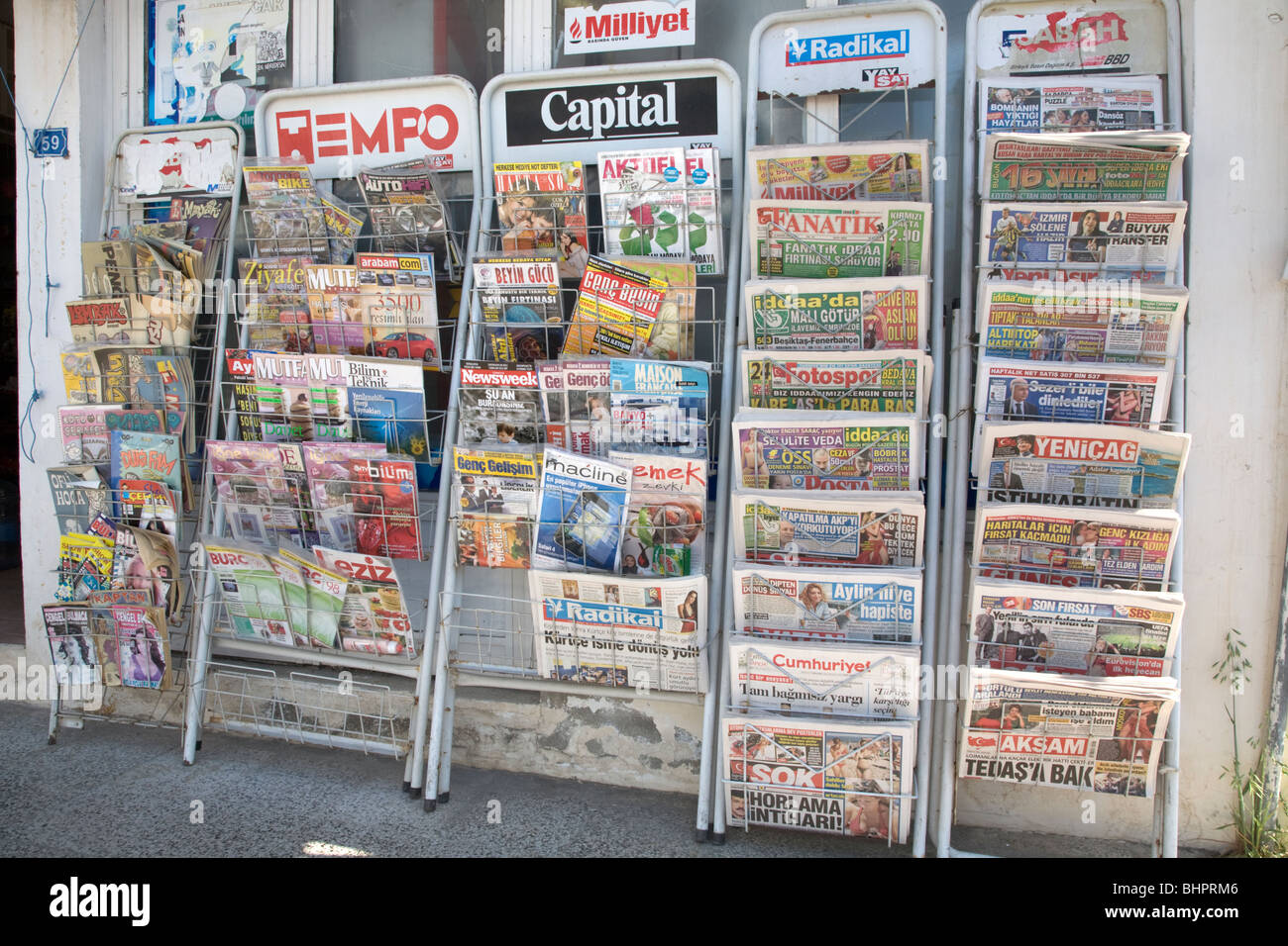 Turkish Newspapers And Magazines On Display Bodrum Turkey Stock Photo ...