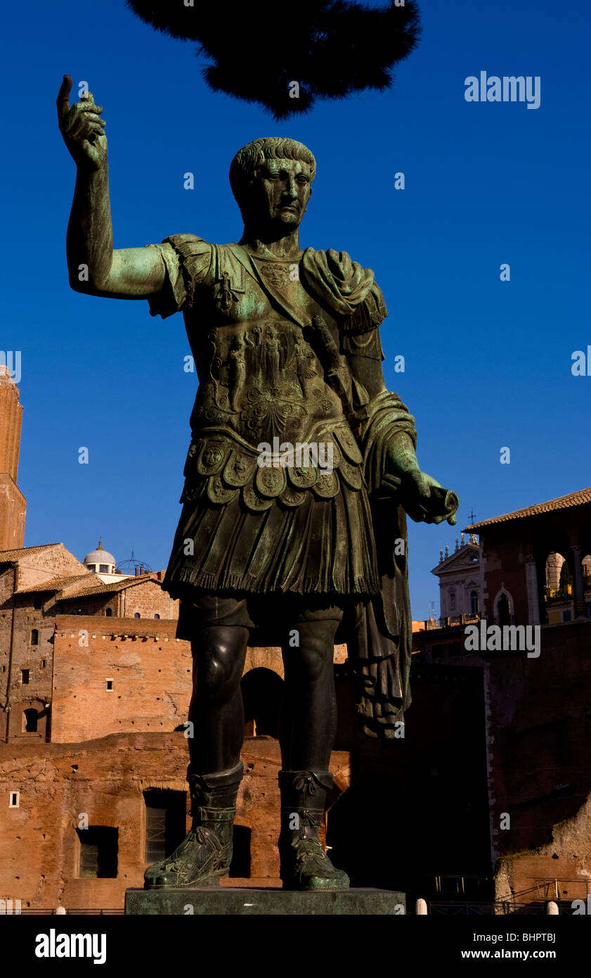 Historical Caesar bronze statue in Roman Forum in center of Rome Roma ...