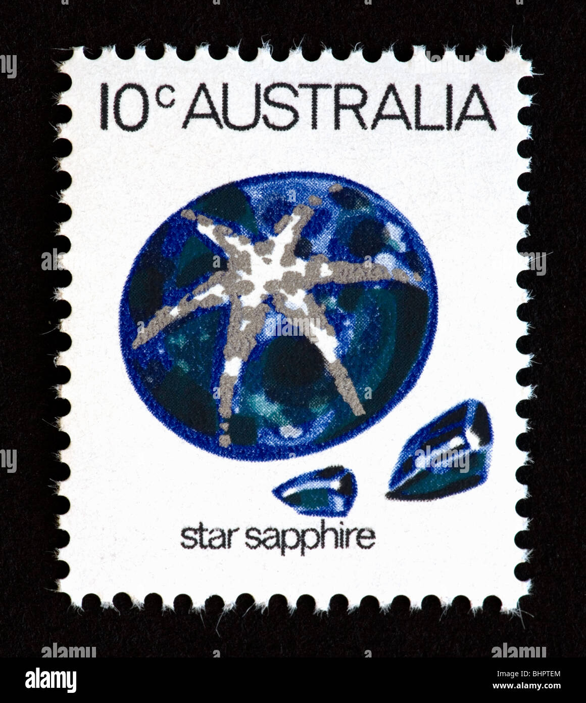 Australian postage stamp showing local gemstone (star sapphire Stock ...