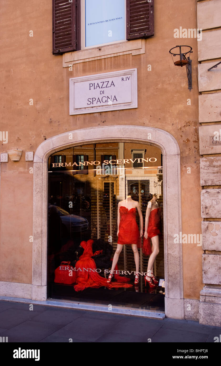 Fashion window in store in centre called Piazza de Spagna in Rome Italy ...