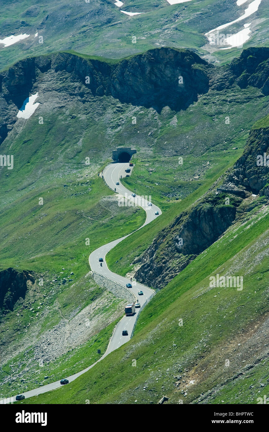 Road between mountains in Alps, Austria Stock Photo - Alamy