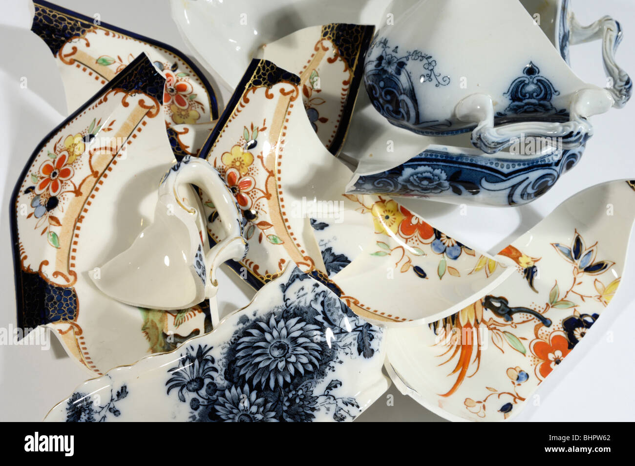 Broken china dishes Stock Photo - Alamy