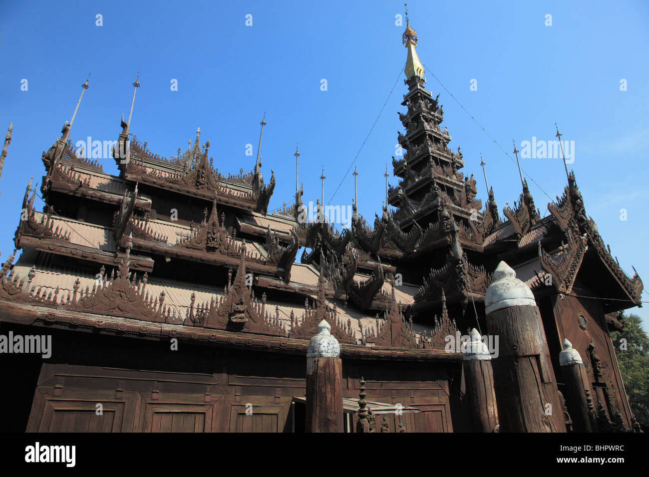 Myanmar, Burma, Mandalay, Shwe In Bin Kyaung wooden monastery Stock ...