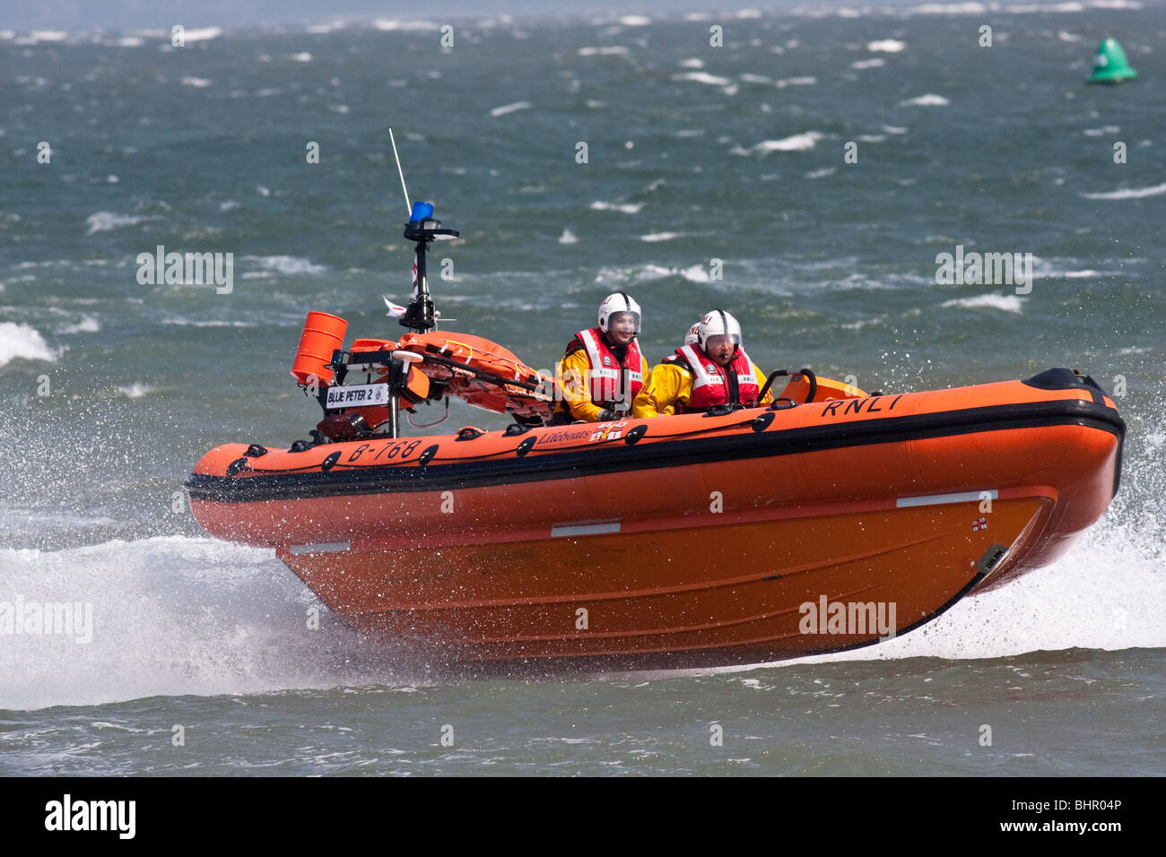 The Beumaris Inshore Lifeboat at speed, during a exercise Stock Photo ...