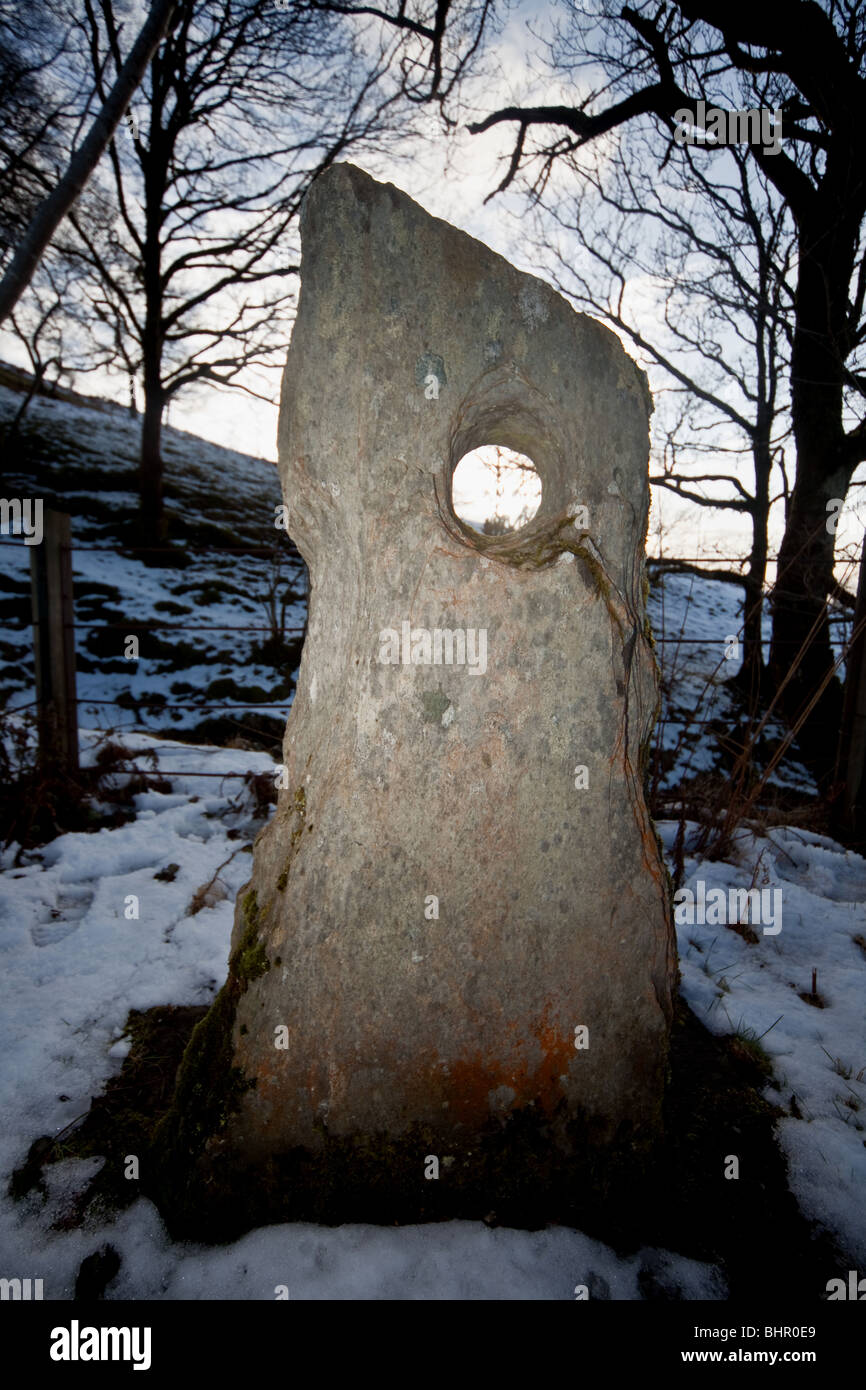 Llech Gronw, a stone claimed to be linked to The Mabinogion Stock Photo ...