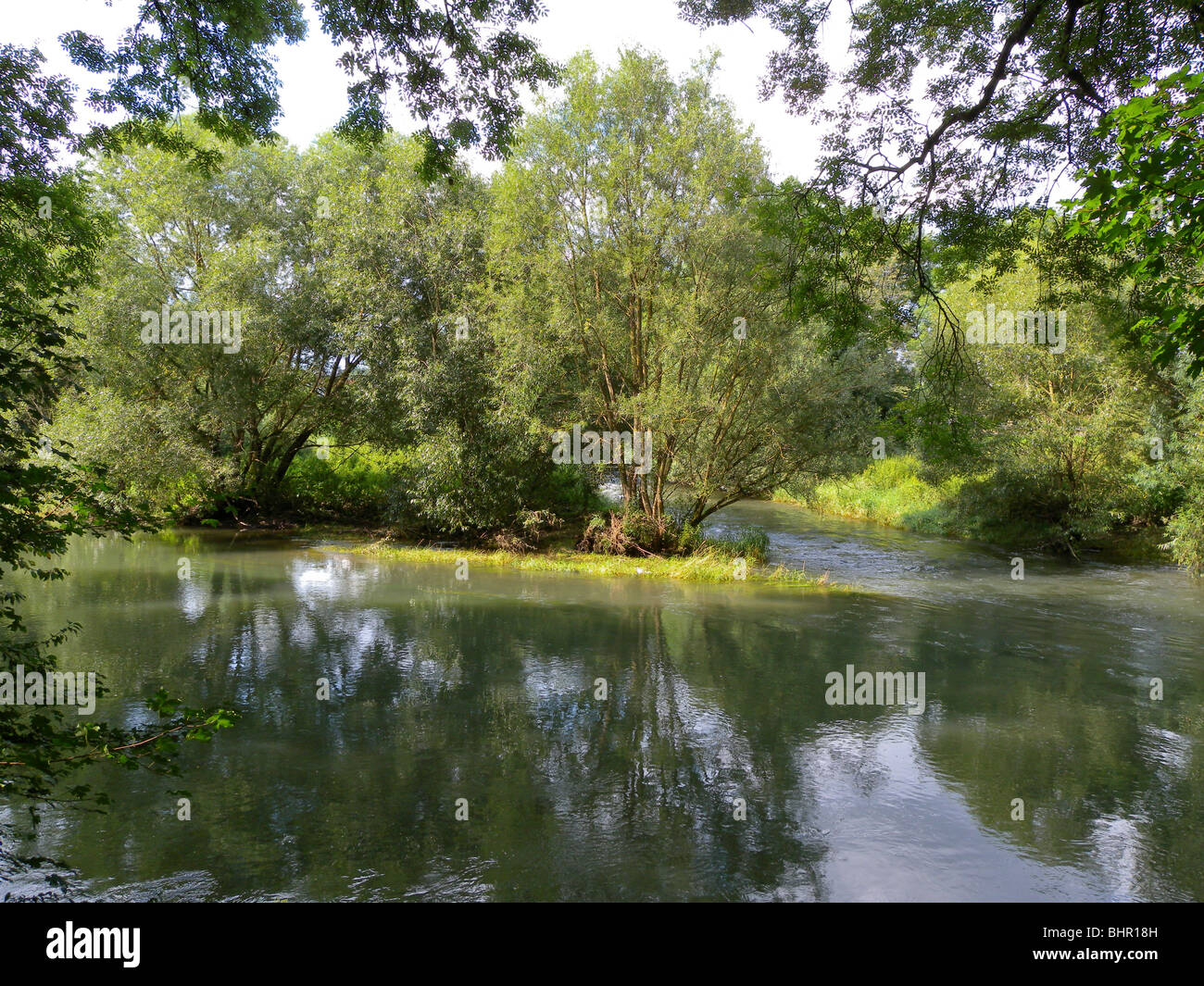 mouth of Lauchert in Danube, nature park upper Danube, Baden ...