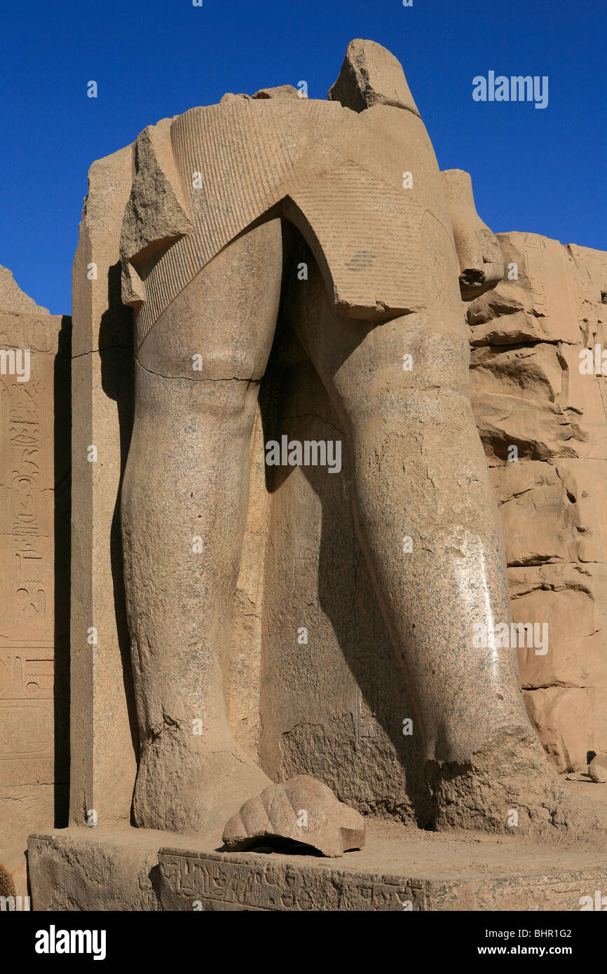 Headless statue of Ramses the Great at the entrance of the Central ...