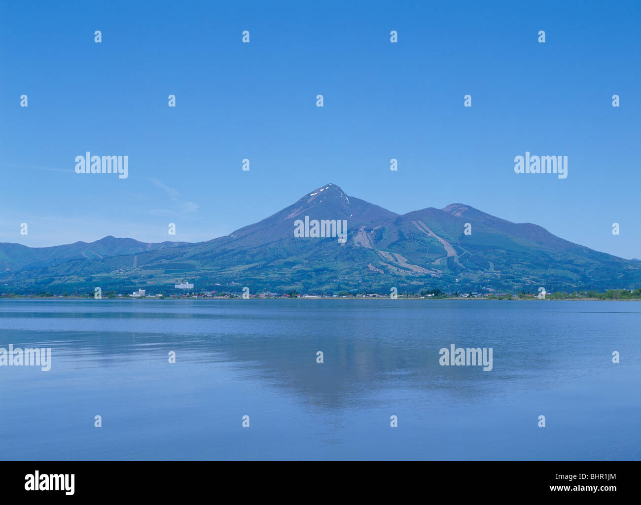 Lake Inawashiro and Bandai Mountain, Inawashiro, Fukushima, Japan Stock ...