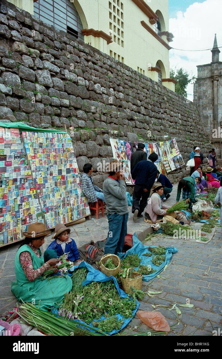 Traditional street market in Cuzco, Peru South America circa 1997 Stock ...