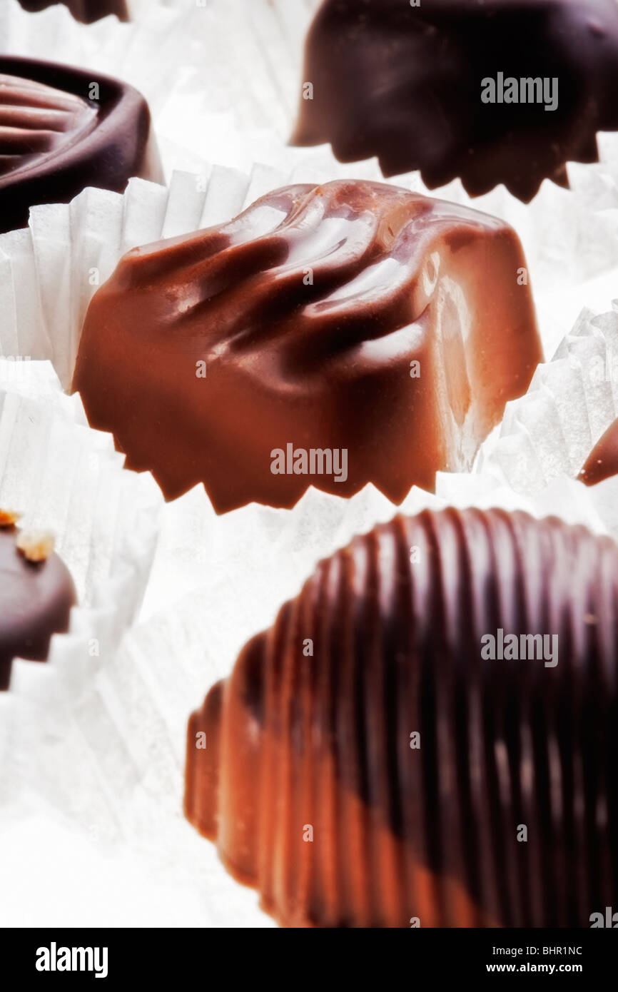 assortment of delicious dark chocolate belgian pralines Stock Photo - Alamy