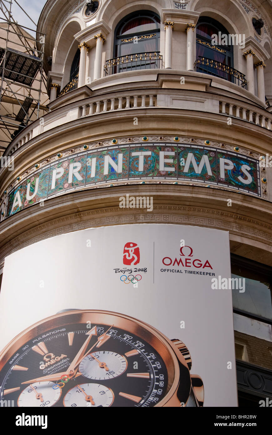 Paris, France, Shopping, Printemps Department Store, Detail Front Sign ...