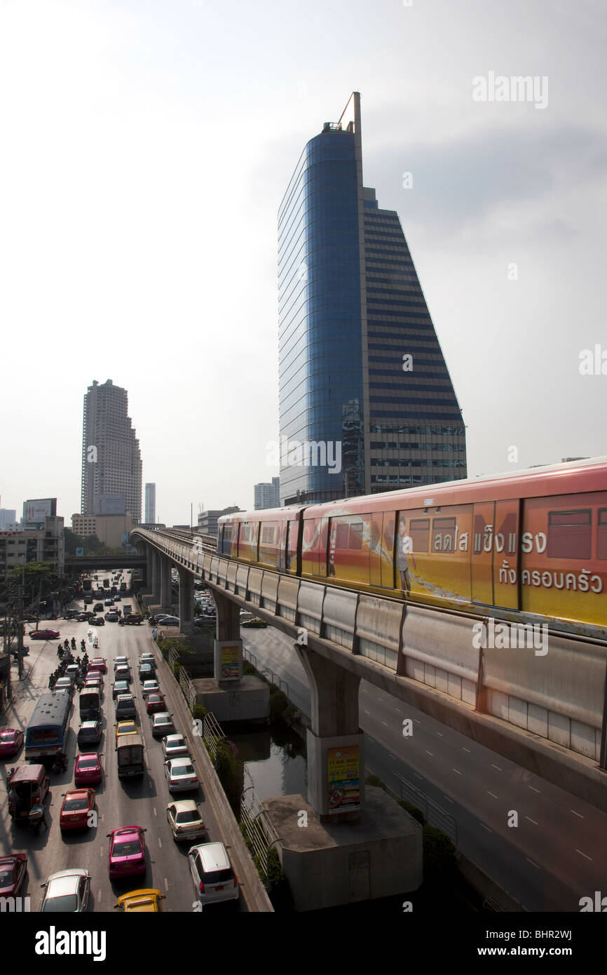 Bangkok Sky Train, Mass Transit System, an overhead railway system ...