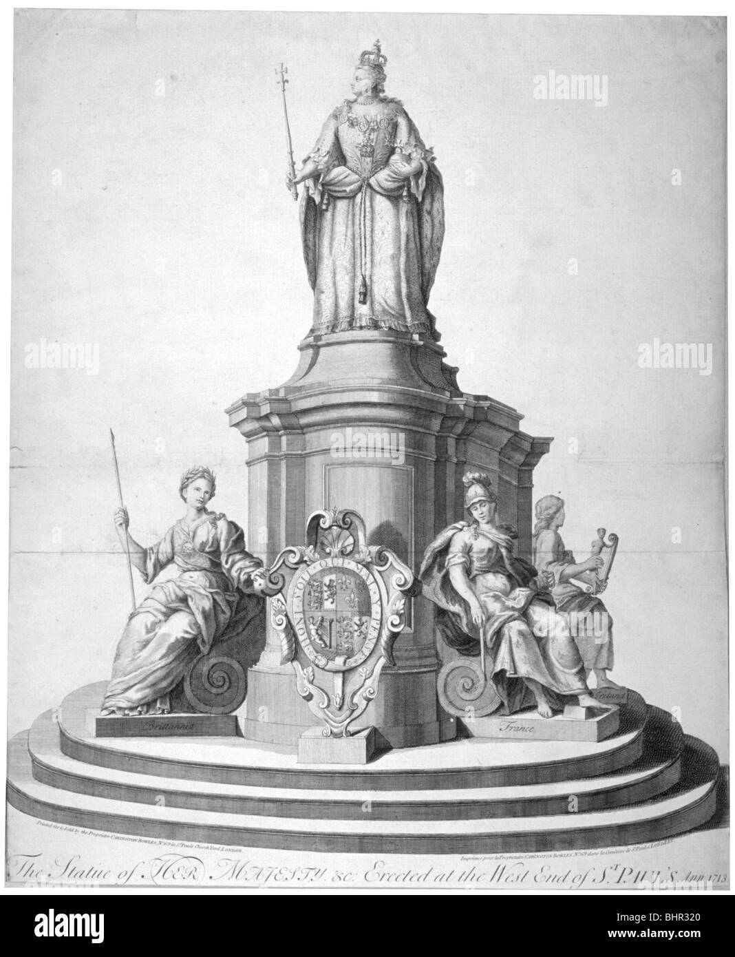 Statue of Queen Anne erected as a celebration of the completion of St ...
