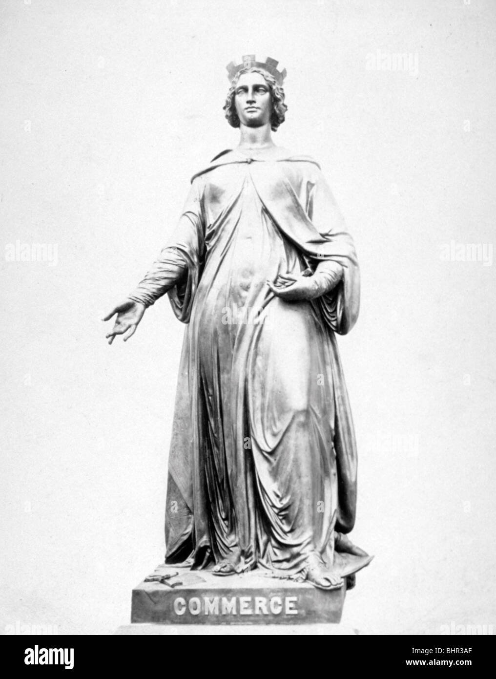 Bronze statue of Commerce, located on the south parapet of Holborn ...