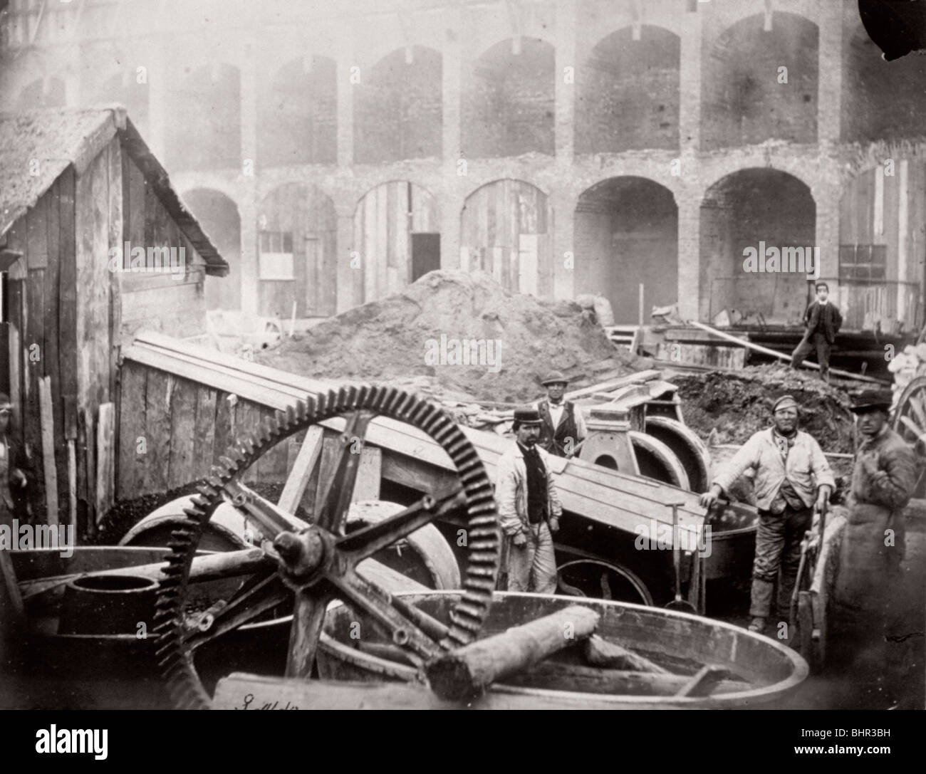 Construction of Holborn Viaduct, City of London, 1869. Artist: Henry ...