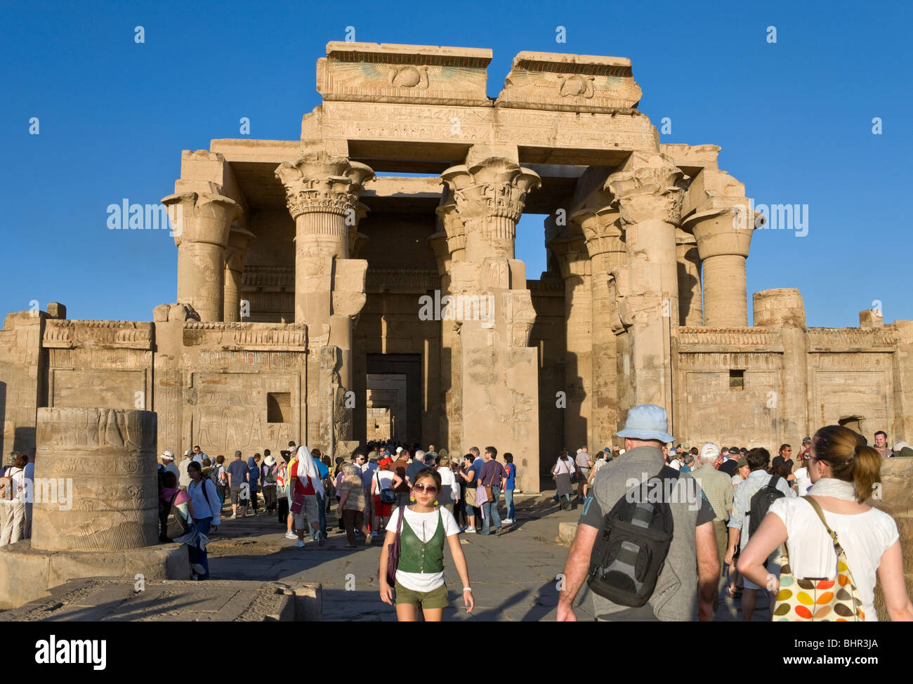 Kom Ombo Temple entrance. The temple is unusual in that it is a double ...