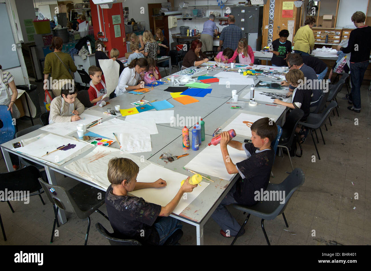 Group of Children Creating Art Stock Photo - Alamy