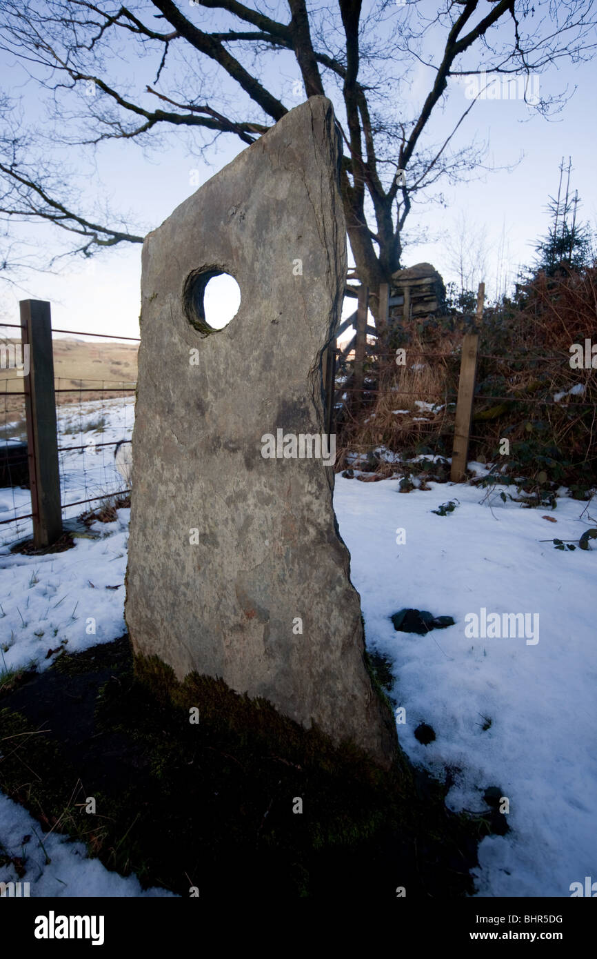 Llech Gronw, a stone claimed to be linked to The Mabinogion Stock Photo ...