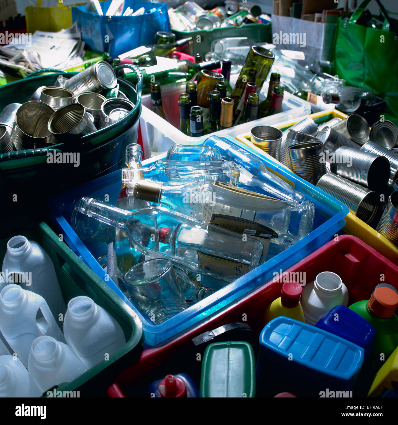 Recycling articles in boxes Stock Photo - Alamy