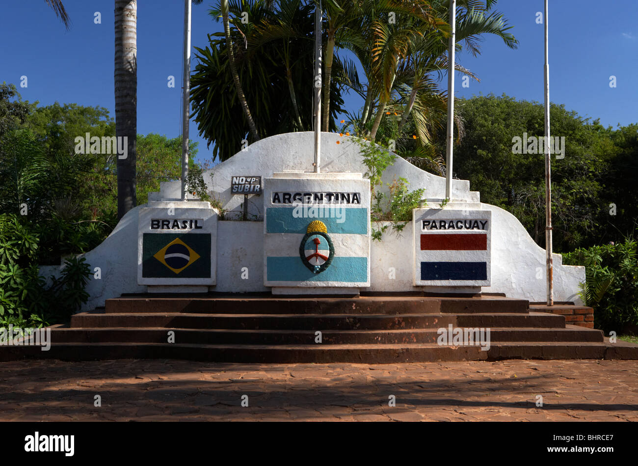 flags and markers on the argentine side of the triple frontier los tres ...