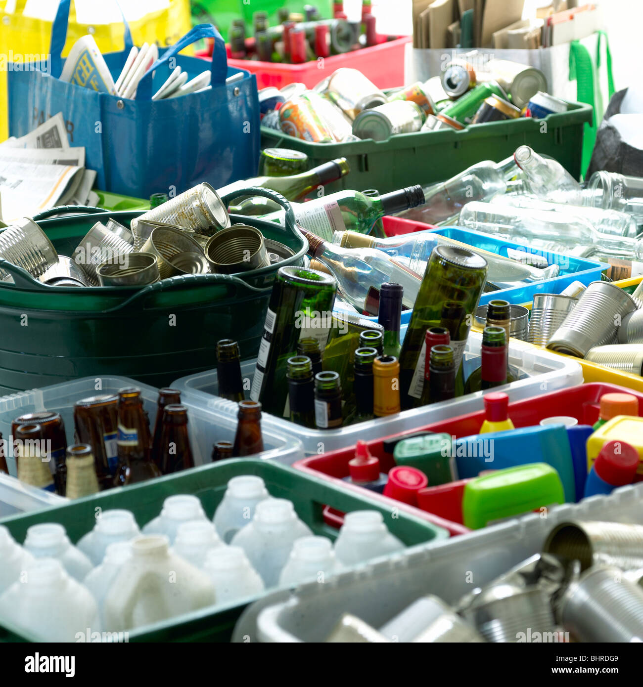 Recycling articles in boxes Stock Photo - Alamy