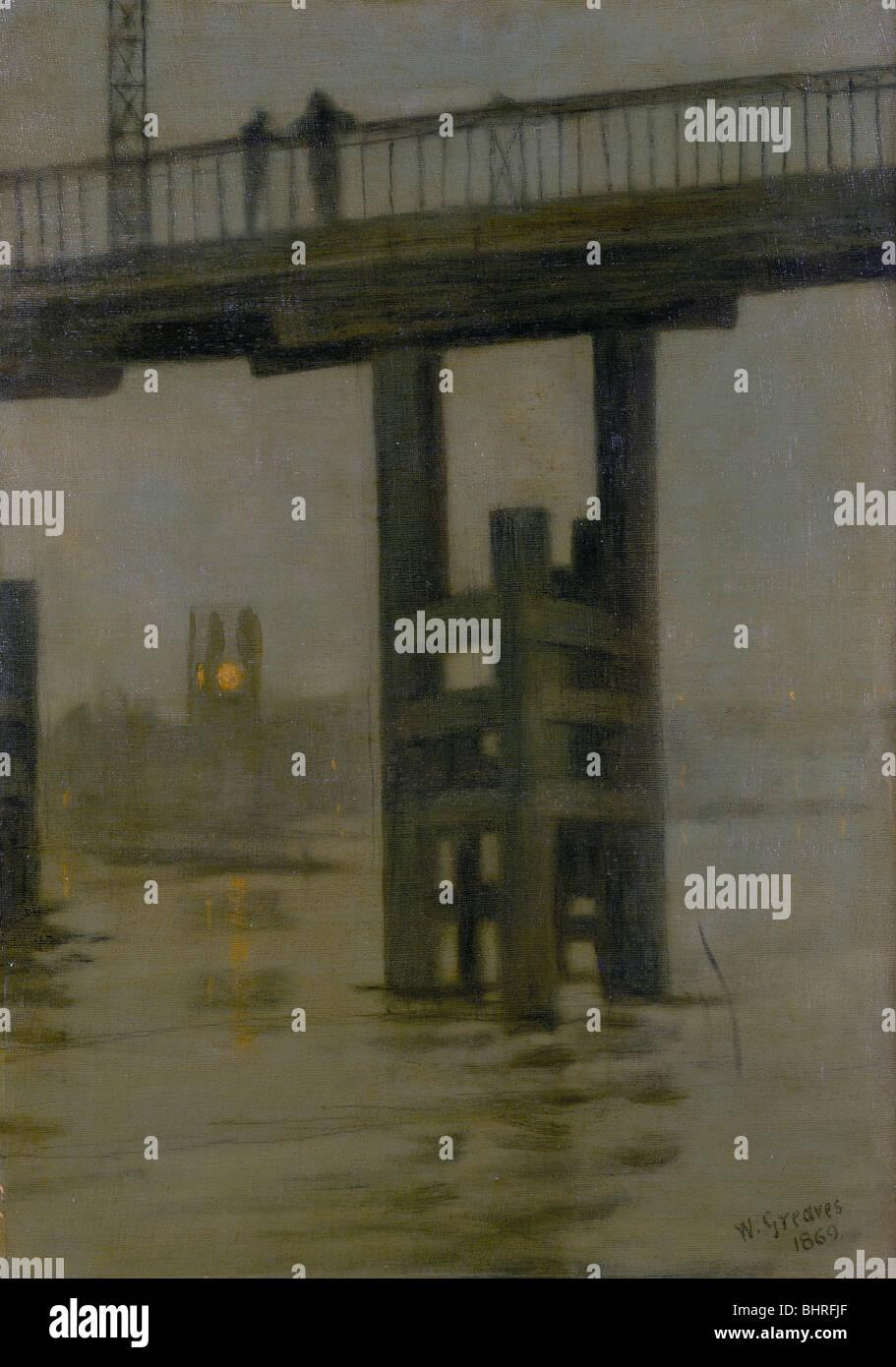 'Battersea Bridge - Misty Moonlight', (late 1870s?). Artist: Walter ...