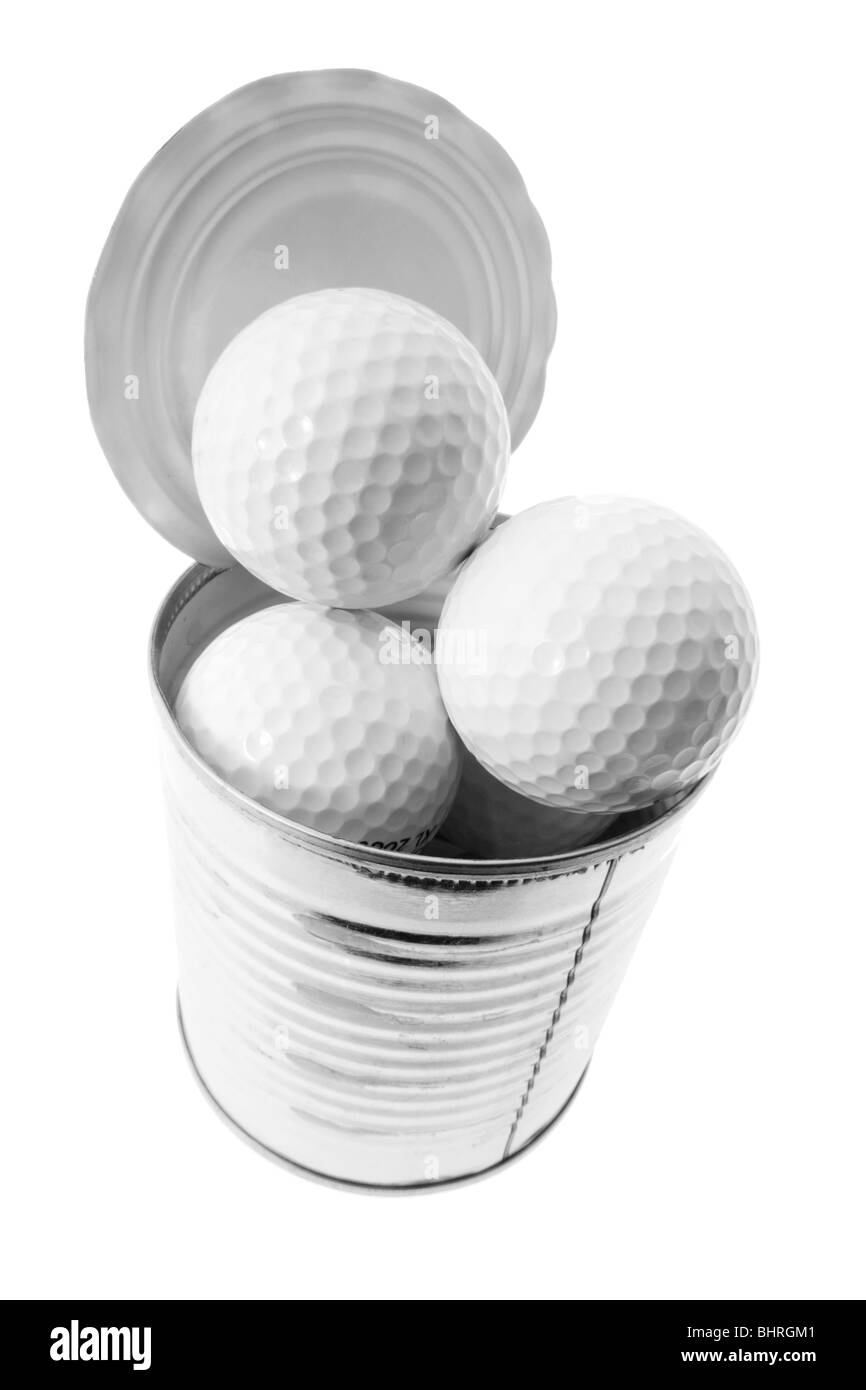 Golf Balls in Tin Can Stock Photo - Alamy