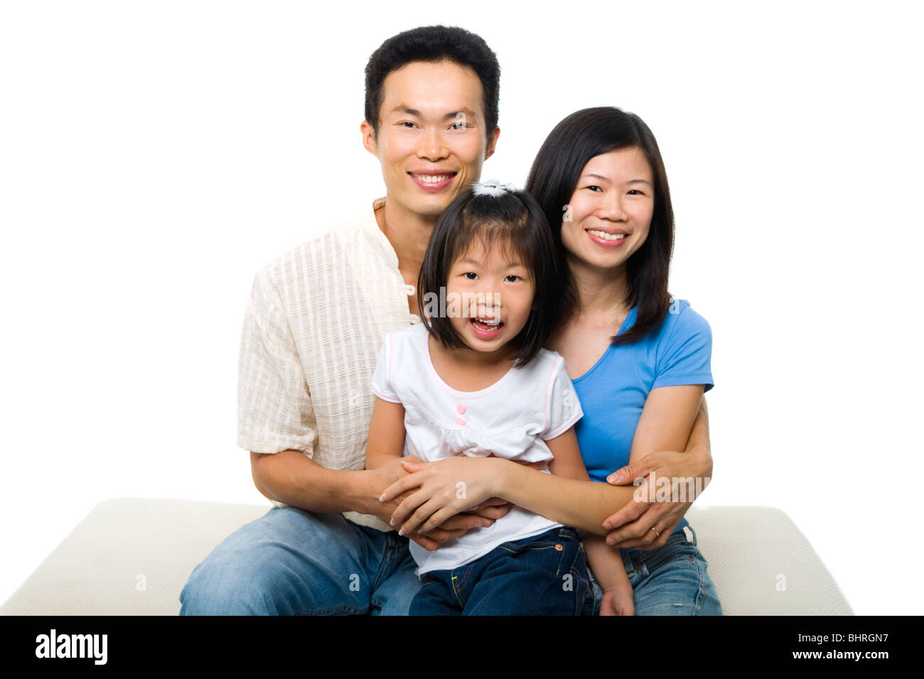 Asian family portrait on white background Stock Photo - Alamy