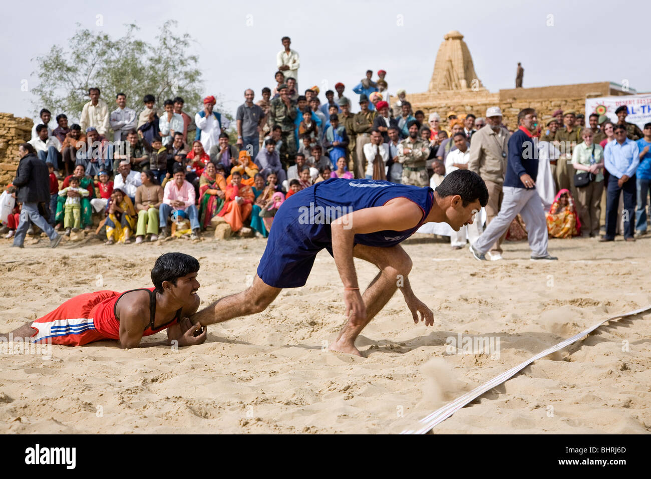 Kabaddi match. Khuri village (near Jaisalmer). Rajasthan. India Stock ...