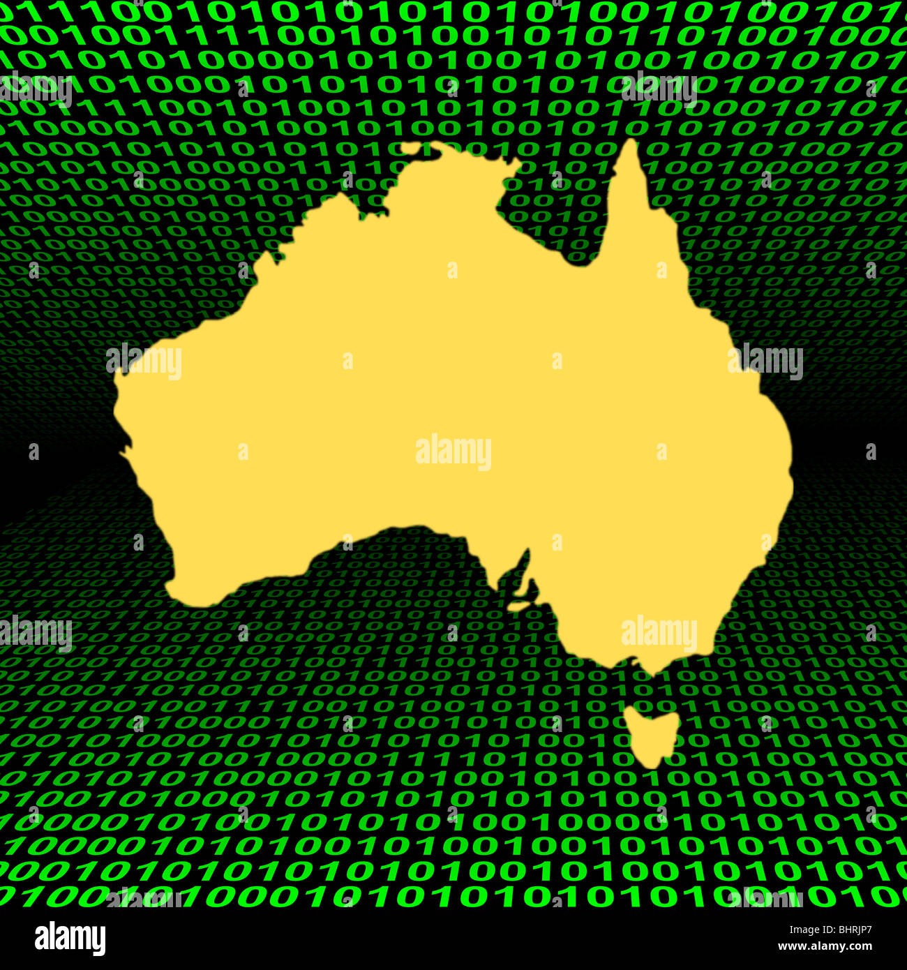 glowing Australia map over green binary code Stock Photo - Alamy