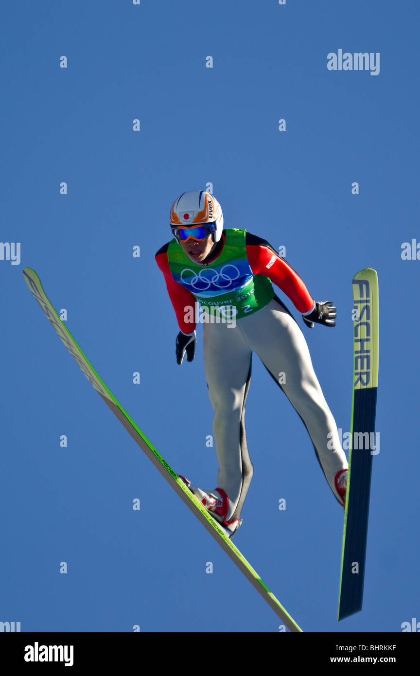 Taku Takeuchi (JPN) competing in the Ski Jumping Team event at the 2010 ...