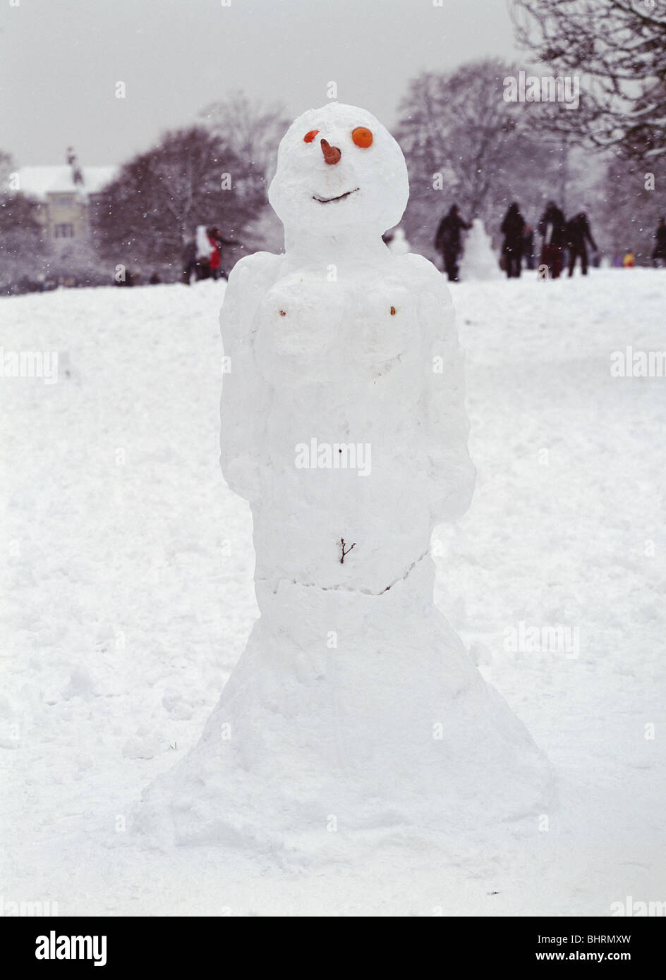 snow woman on clapham common Stock Photo - Alamy