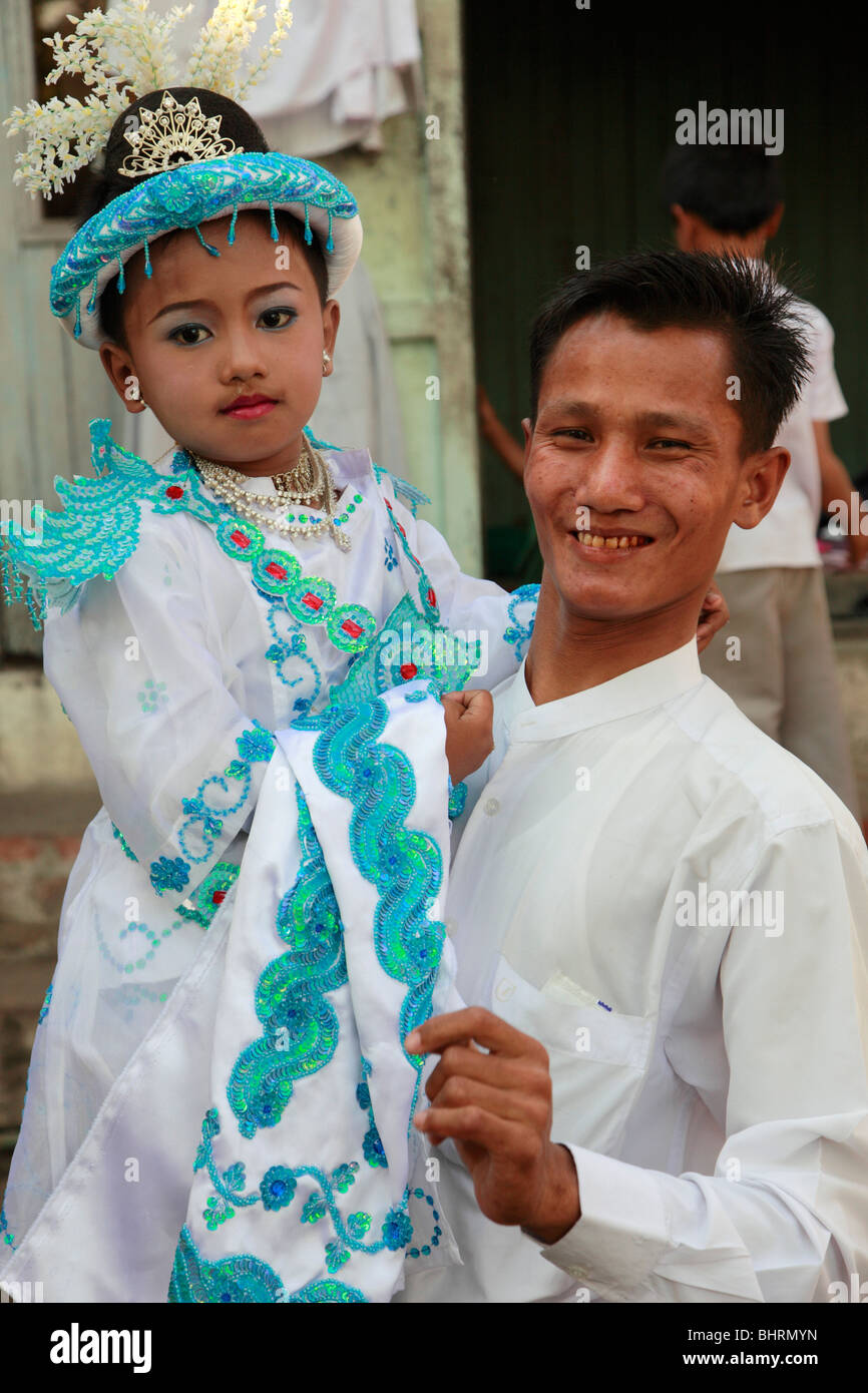 Myanmar, Burma, Mandalay, people at a monk's initiation ceremony Stock ...