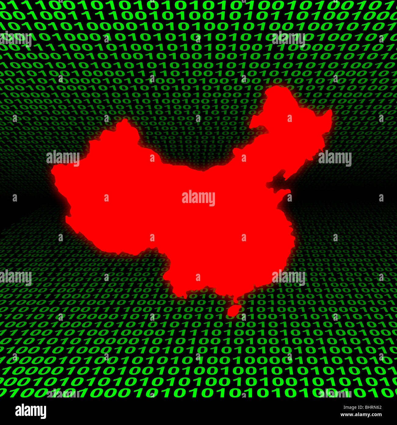 glowing China map over green binary code Stock Photo - Alamy