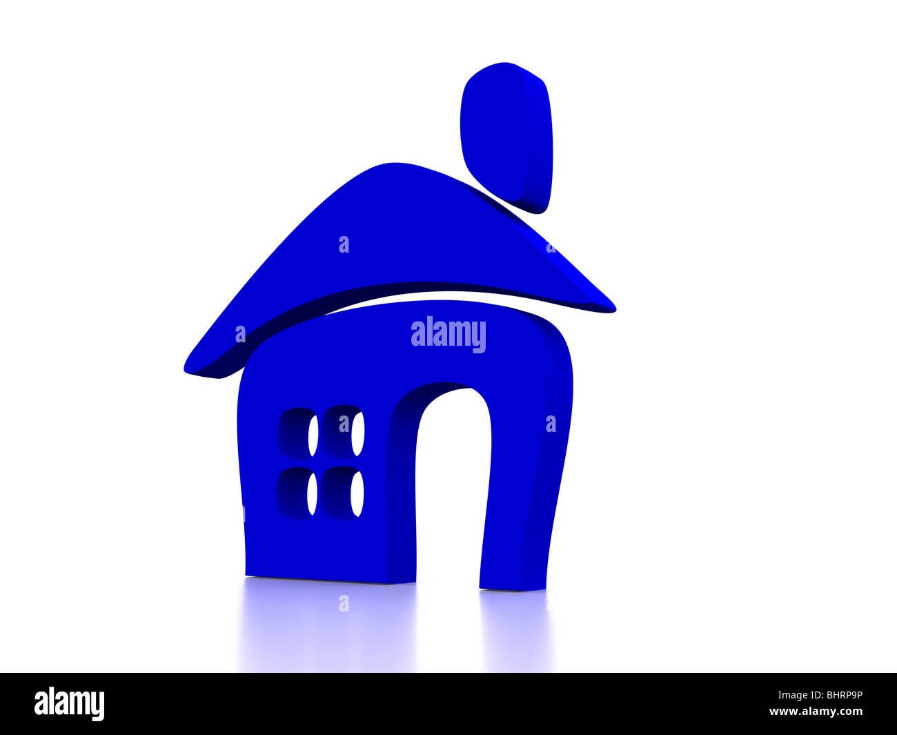 blue shape of house. isolated on white Stock Photo - Alamy