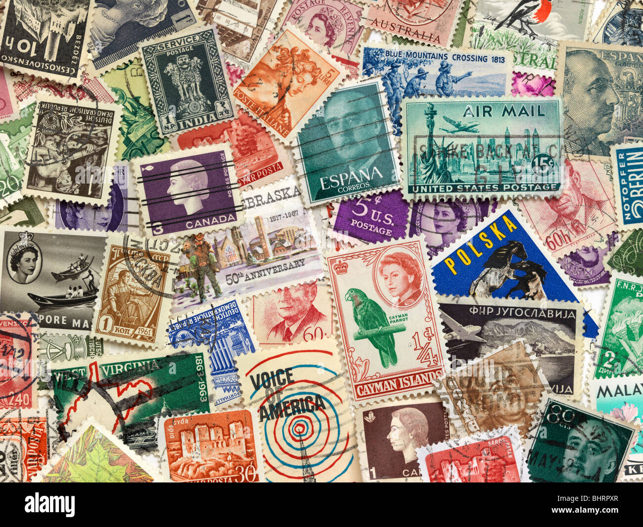 international postage stamps of the world, still life collection Stock ...