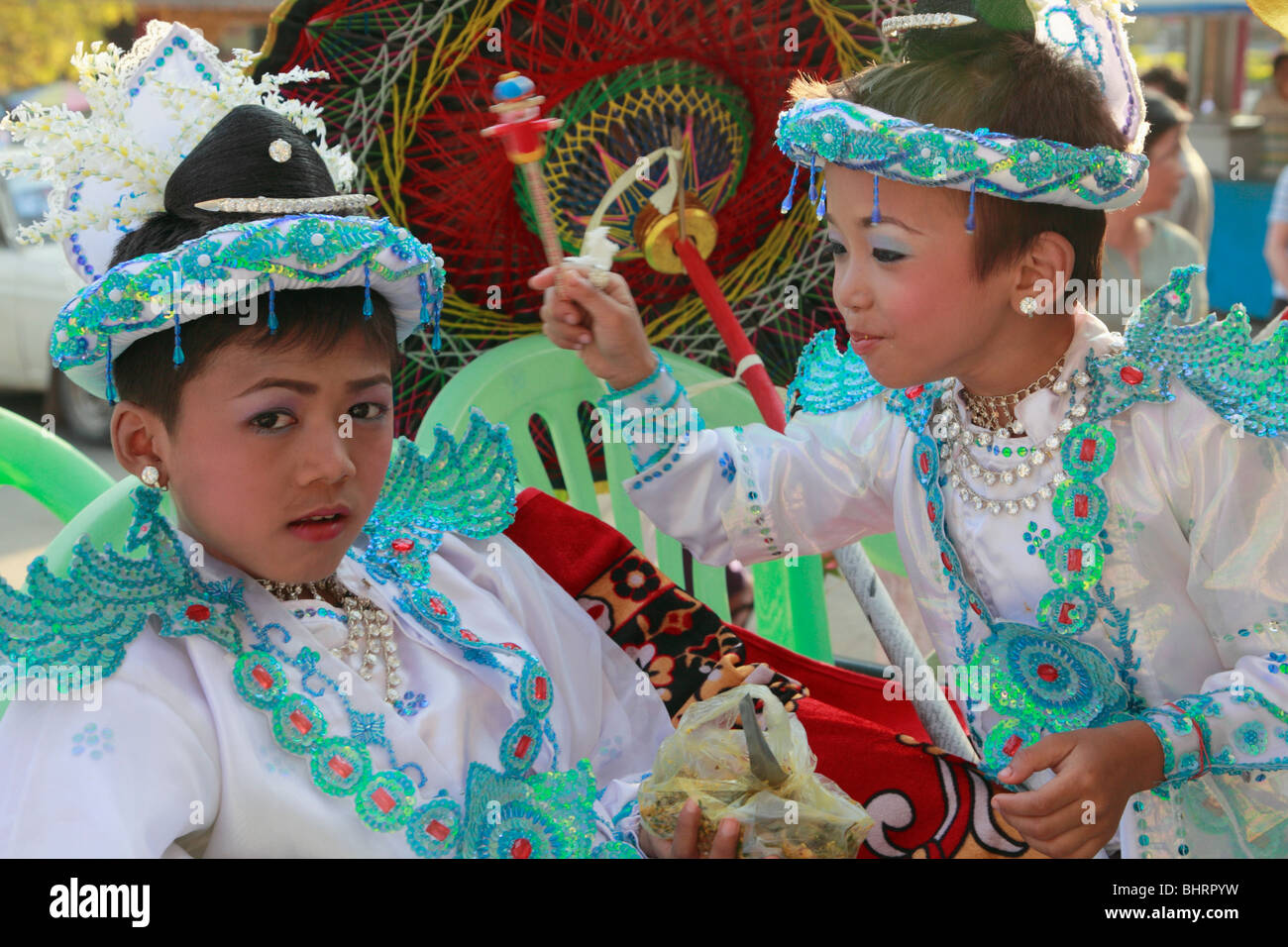 Myanmar, Burma, Mandalay, monks initiation ceremony, boys Stock Photo ...