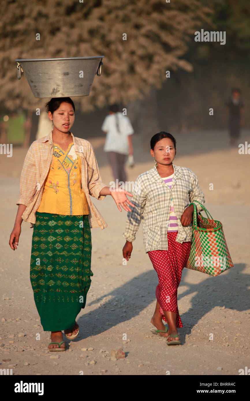 Myanmar, Burma, Mandalay, two women walking Stock Photo - Alamy